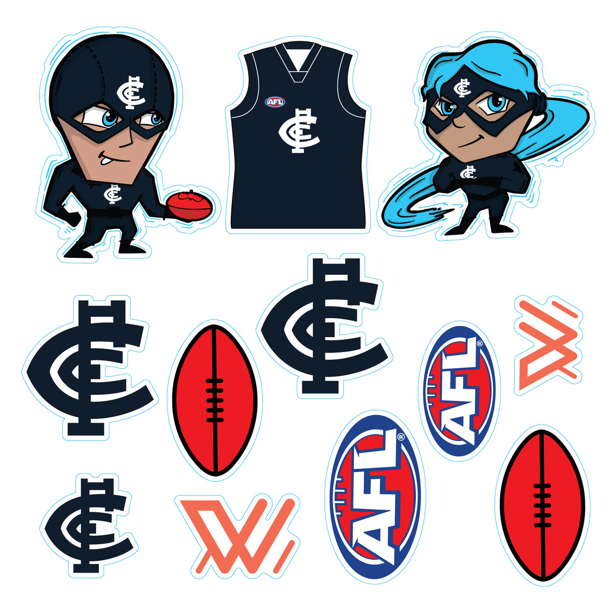 AFL Licensed Individual Team Sticker Sheets - Choose Your Team! (BULK ...