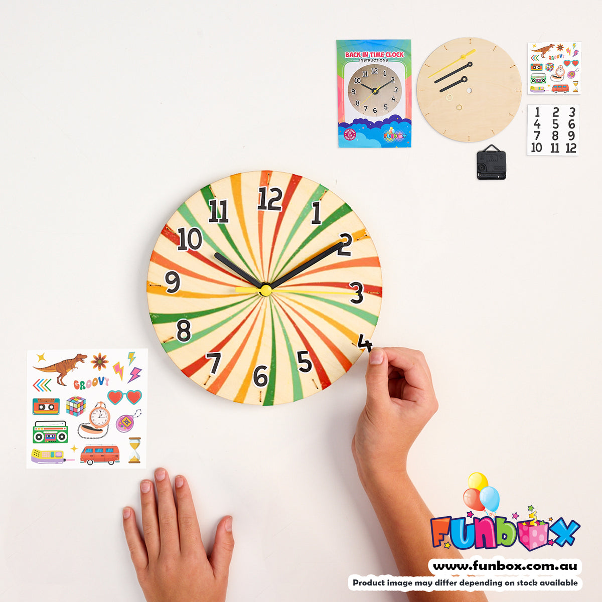 New! DIY Back In Time Wooden Learning Clock – funbox.com.au
