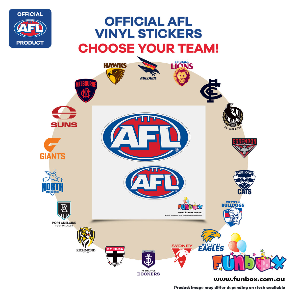AFL Licensed Team Logo Vinyl Stickers - Choose Your Team! (20-PACK ...