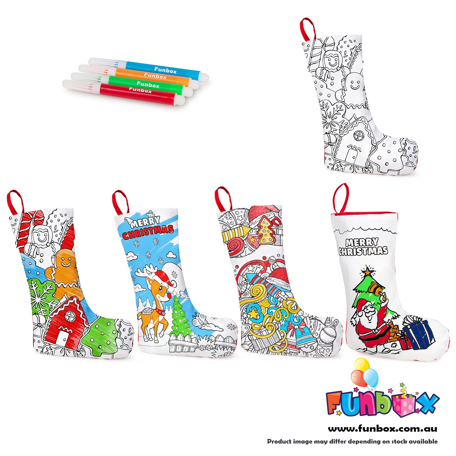 Colour-In Christmas Santa Stocking (Includes Markers) – funbox.com.au