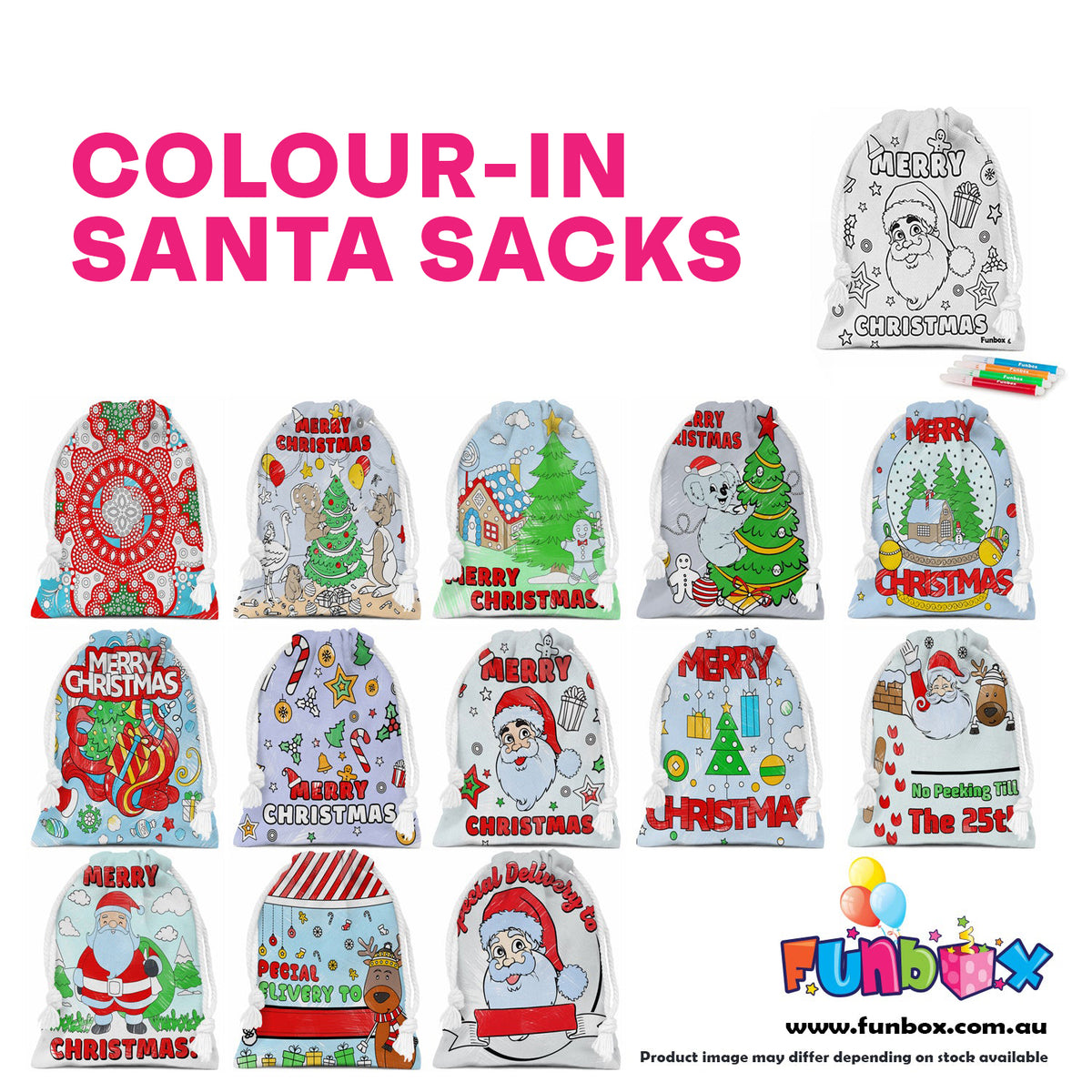 Colour-In Christmas Santa Sack (Includes Markers) – funbox.com.au