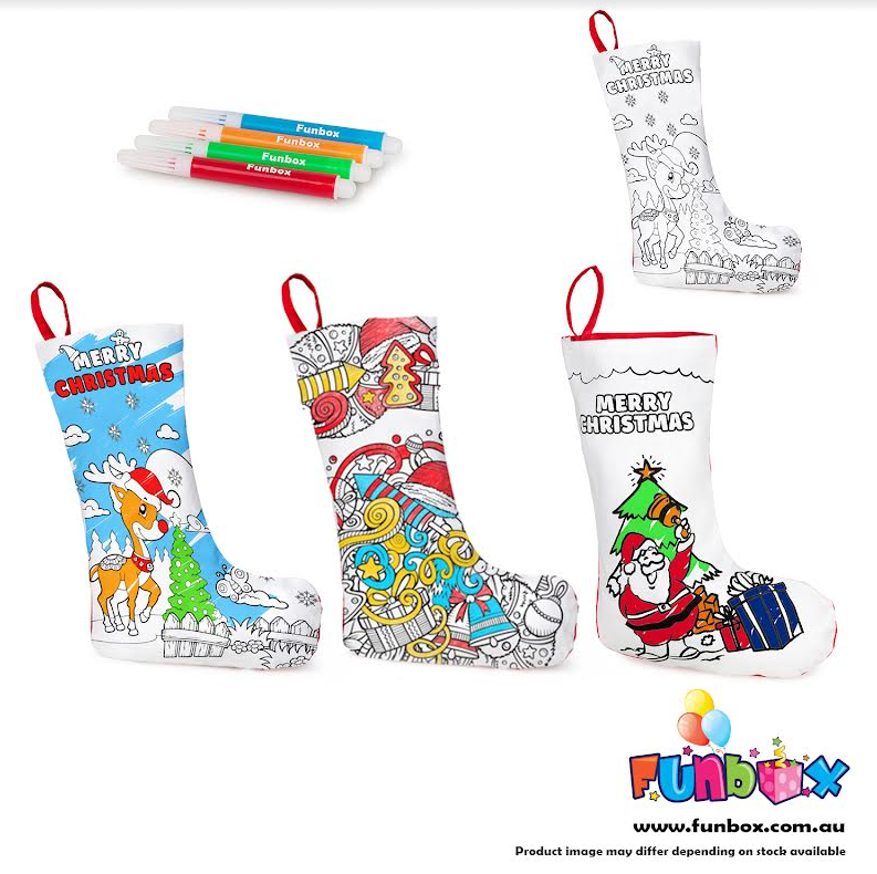Colour-In Christmas Santa Stocking (Includes Markers) – funbox.com.au