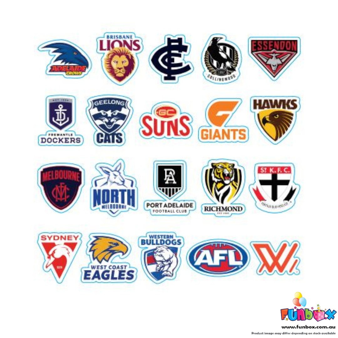 AFL Licensed Team Sticker Sheet (15 x 15cm) – funbox.com.au