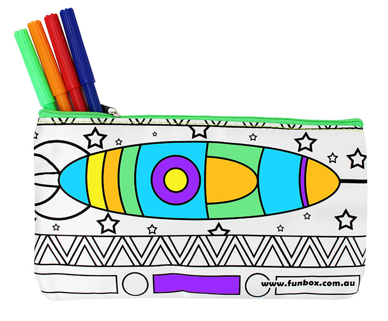 Colour-In Rocket Ship Pencil Case – funbox.com.au