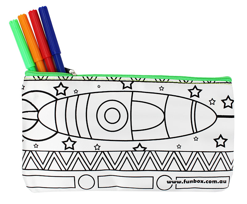 Colour-In Rocket Ship Pencil Case – funbox.com.au