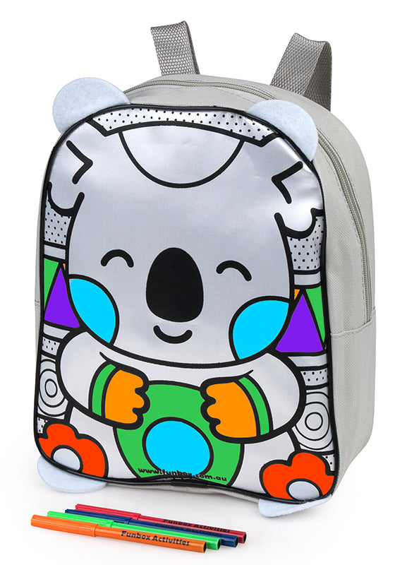 Colour-Me-In Koala Backpack with Markers – funbox.com.au