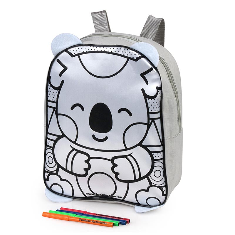 Colour-Me-In Koala Backpack with Markers – funbox.com.au