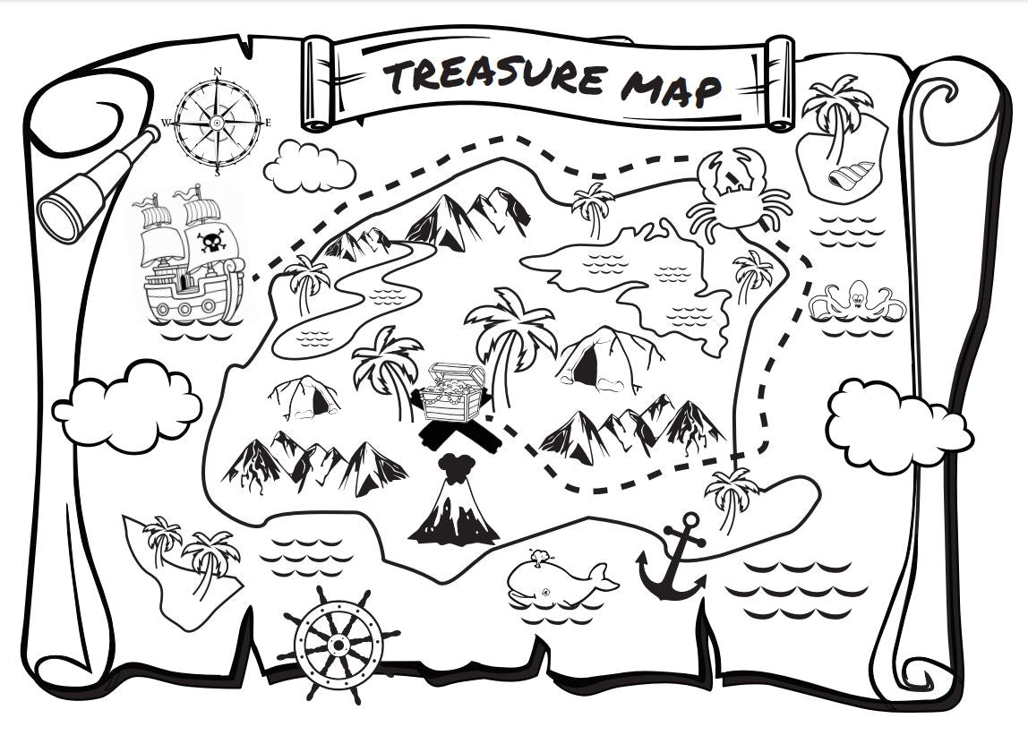 Pirate Treasure Map Coloring Pages